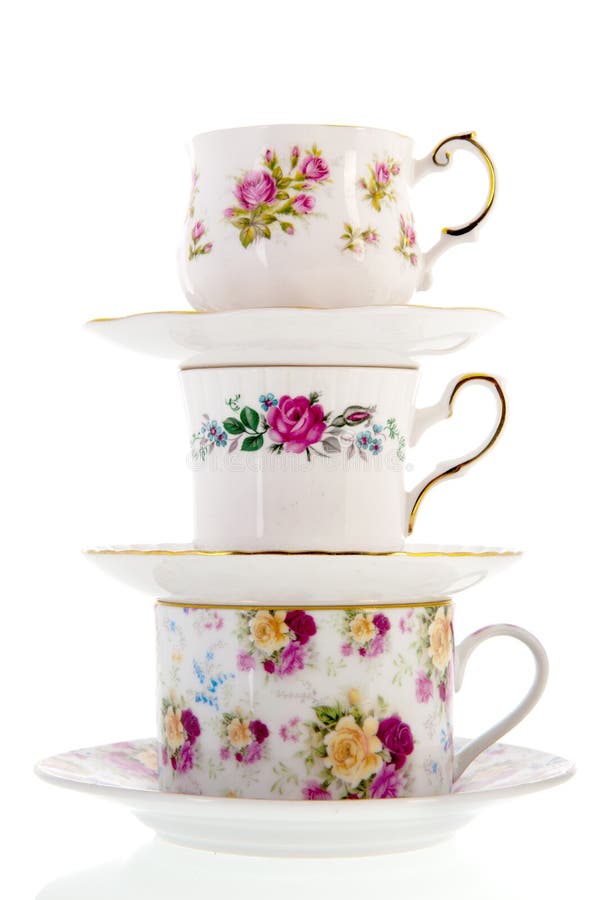Vintage Tea Cups Stacked