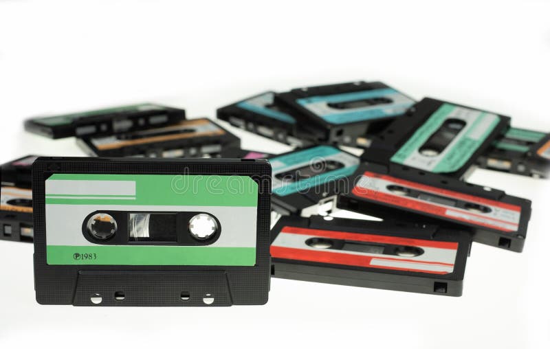 Stack Vintage Compact Cassette Tape Stock Photo - Image of record ...