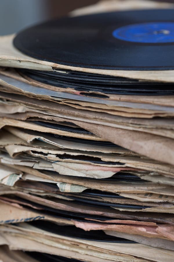 Stack of Vintage Gramophone Records Stock Image - Image of audio ...