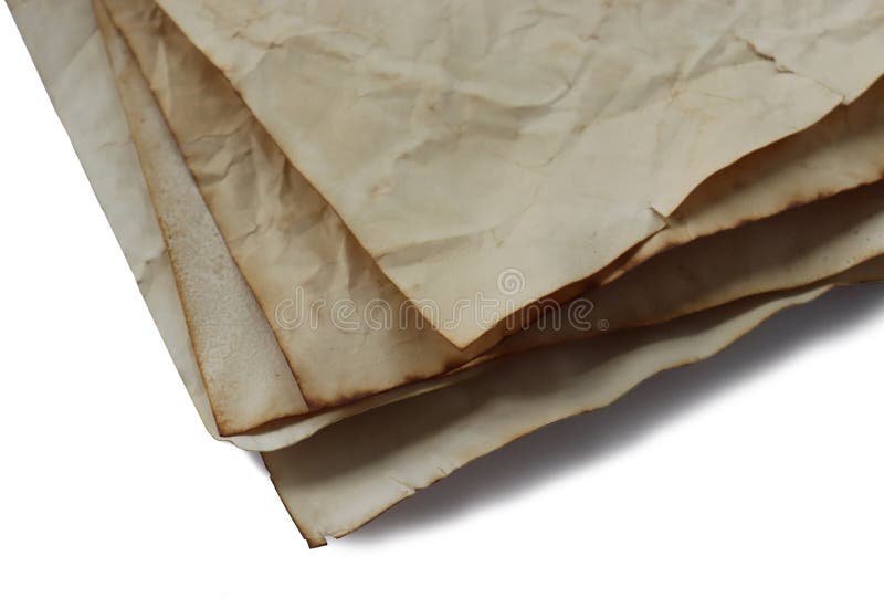 Stack of Vintage Old Yellow Paper on Isolated White Background Stock ...