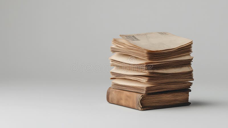 Stack of Vintage Paper and Old Book with Studio Lighting for Historical ...