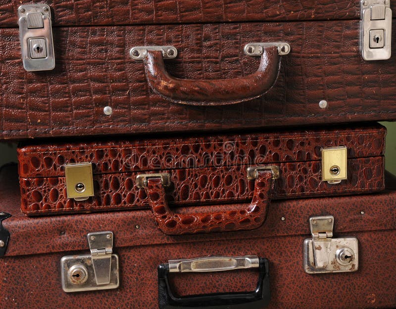Stack of vintage suitcases stock image. Image of hand - 81757355
