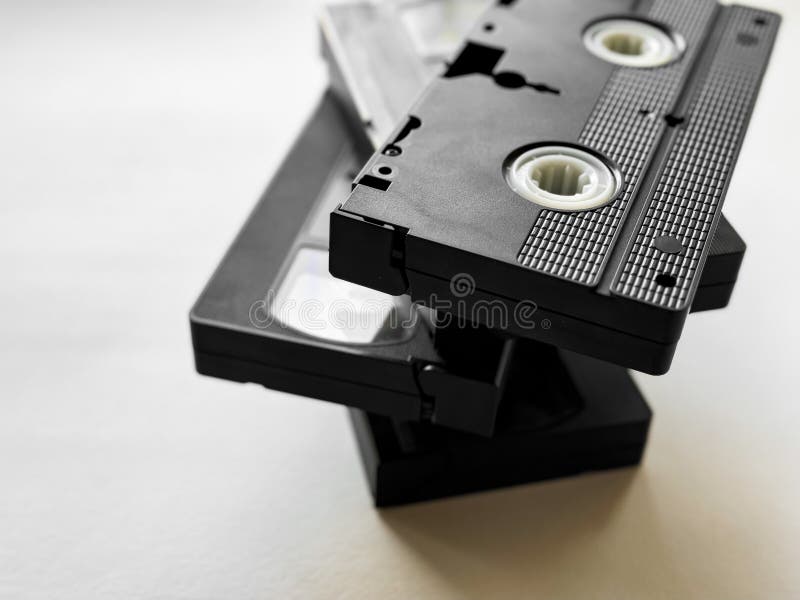 Stack of Vintage Vhs Tapes on Light Background Reflecting Retro Media ...