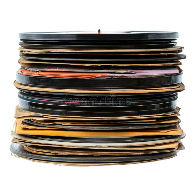Stack of Vinyl Records Against Transparent Background for Musicrelated ...