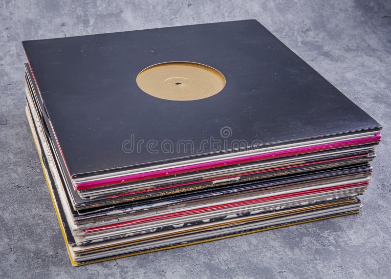 Stack of Vinyl Records in Retro Style Stock Photo - Image of audio ...