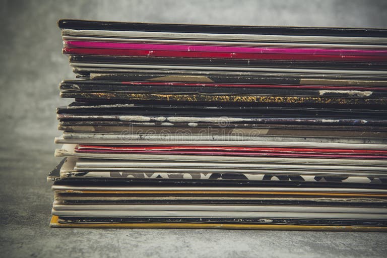 Stack of Vinyl Records in Retro Style Stock Photo - Image of food ...
