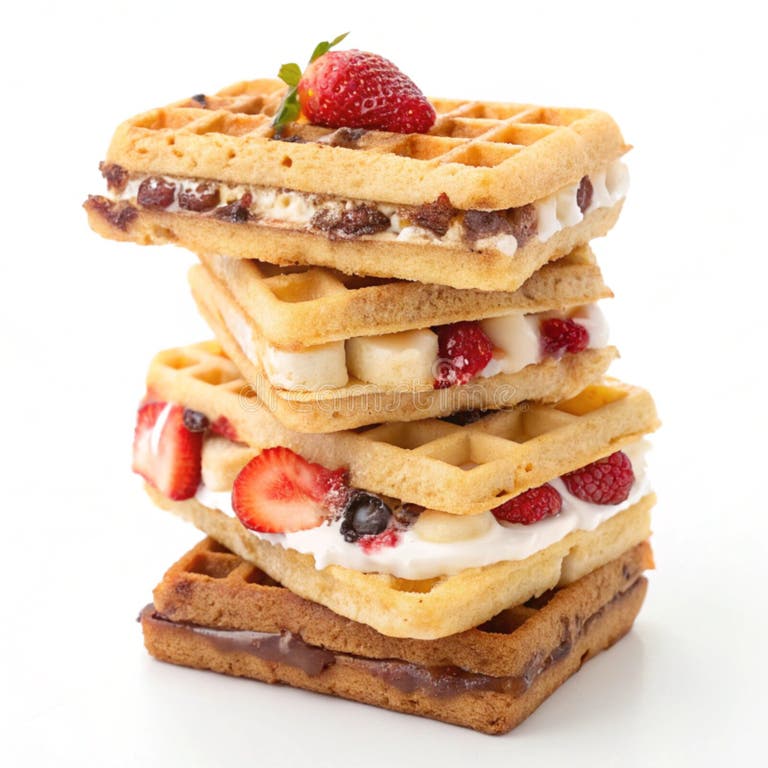 Stack of Waffle Sandwiches Isolated on Transparent Background Stock ...