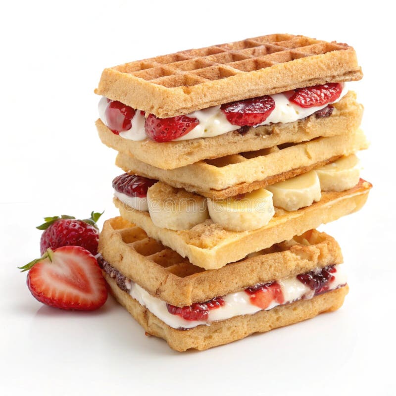 Stack of Waffle Sandwiches Isolated on Transparent Background Stock ...