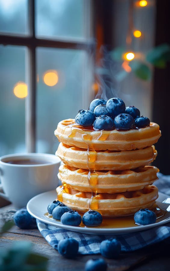 Stack Waffles Syrup Dripping Top Stock Photos - Free & Royalty-Free ...