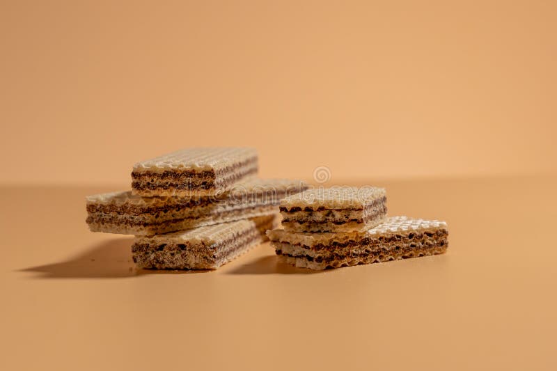 A Stack of Waffles with Chocolate Filling. Stock Photo - Image of ...