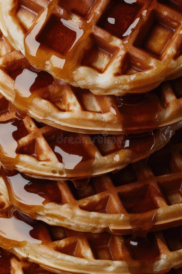 A Stack of Waffles with Multiple Layers, Ideal for Food Photography or ...
