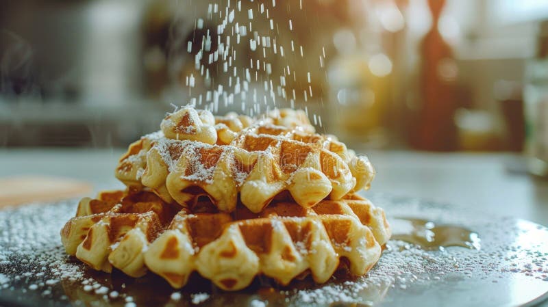A Stack of Waffles on a Plate, Perfect for Food Blogs or Breakfast ...