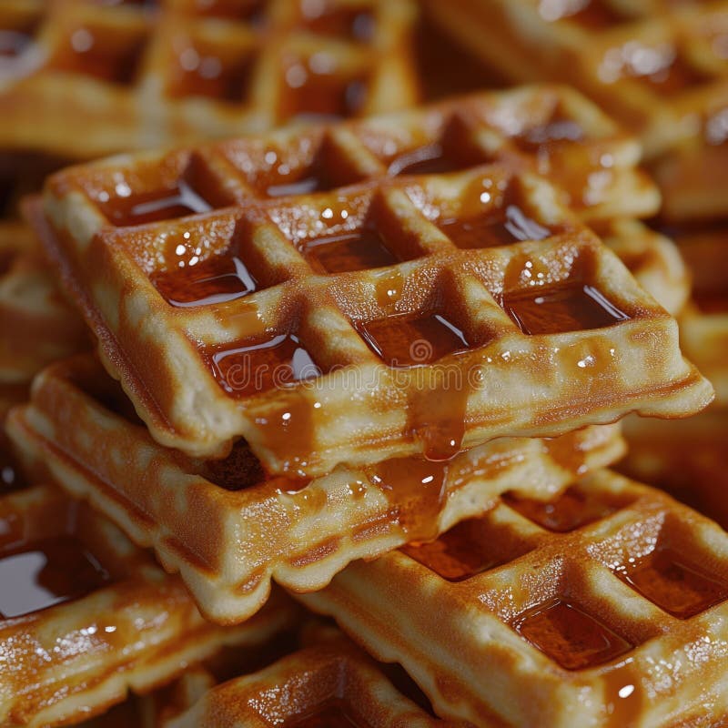 A Stack of Waffles Sitting on Top of Each Other Stock Image - Image of ...