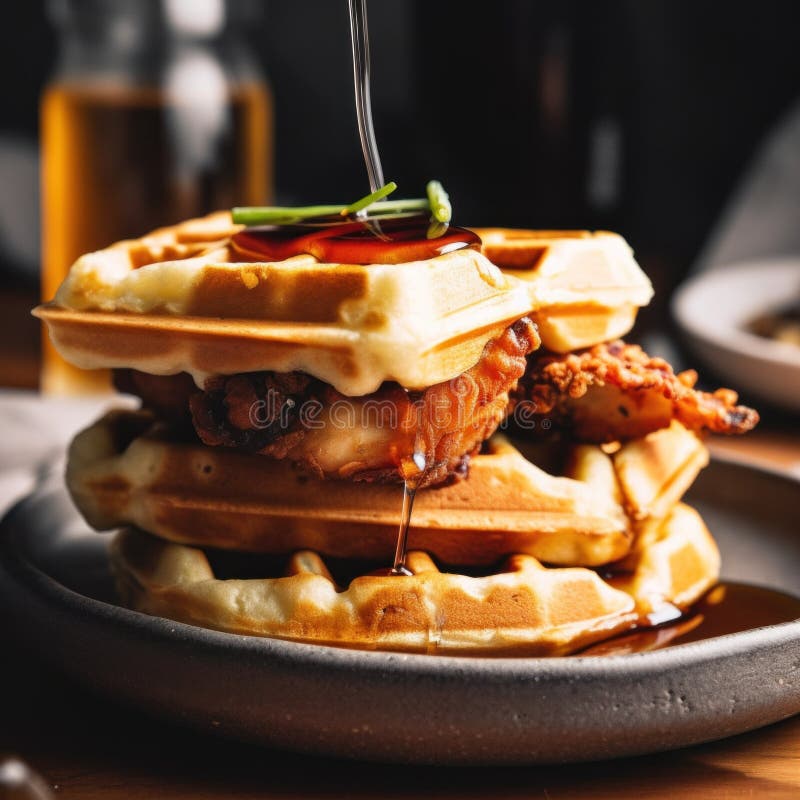 A Stack of Waffles Sitting on Top of a Plate. Generative AI Image ...