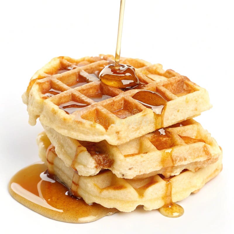 Stack of Waffles with Syrup Isolated on White Background Stock ...