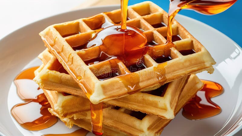 A Stack of Waffles with Syrup Poured on Top Stock Illustration ...
