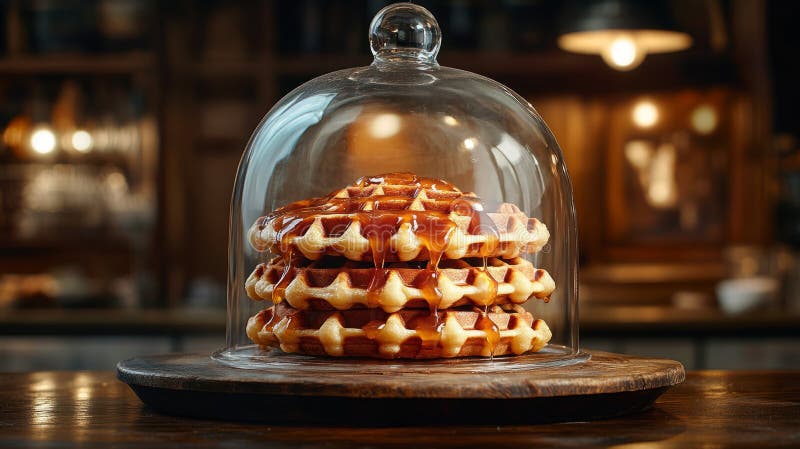 Stack Waffles Syrup Under Glass Dome Stock Photos - Free & Royalty-Free ...