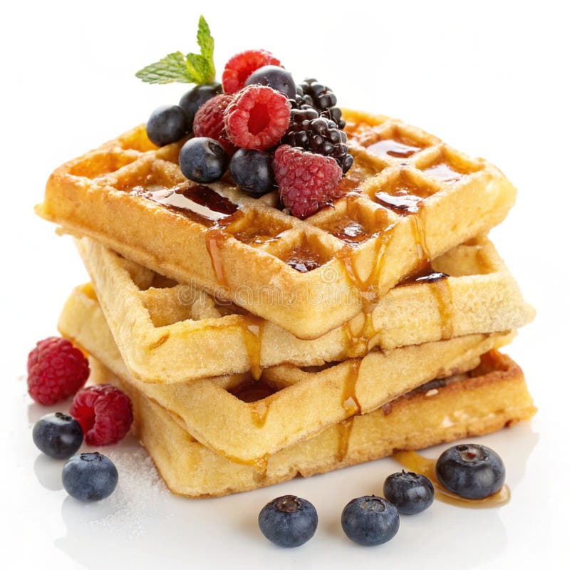 Stack of Waffles on White Background Stock Illustration - Illustration ...