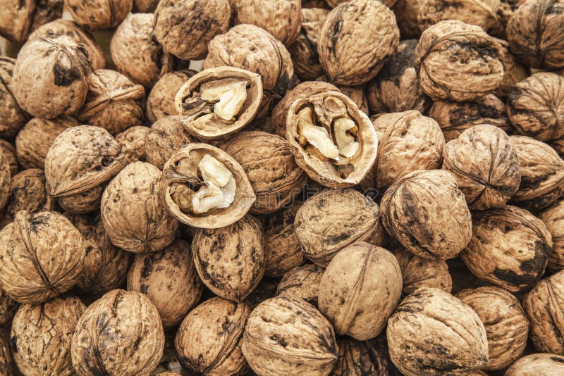 Stack Walnuts on Background Stock Photo - Image of shell, healthy ...