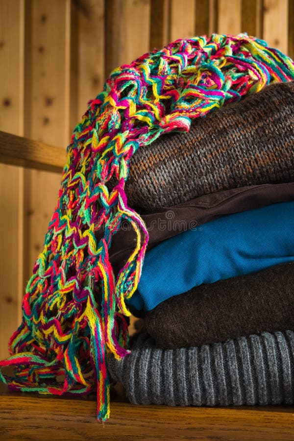 Stack of warm clothes stock photo. Image of folded, material - 91007996