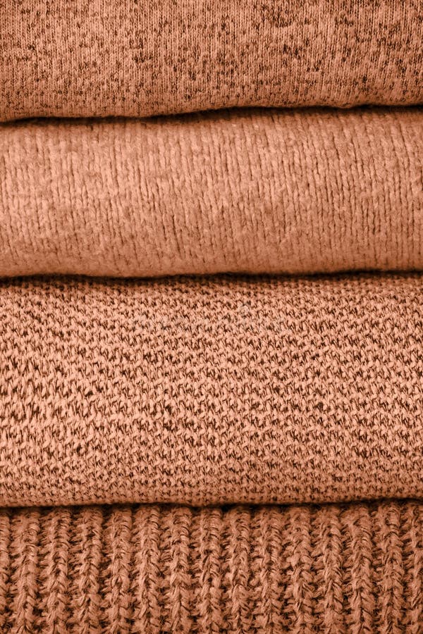 Stack of Knit Sweaters Peach Color of the Year 2024 Editorial Image ...