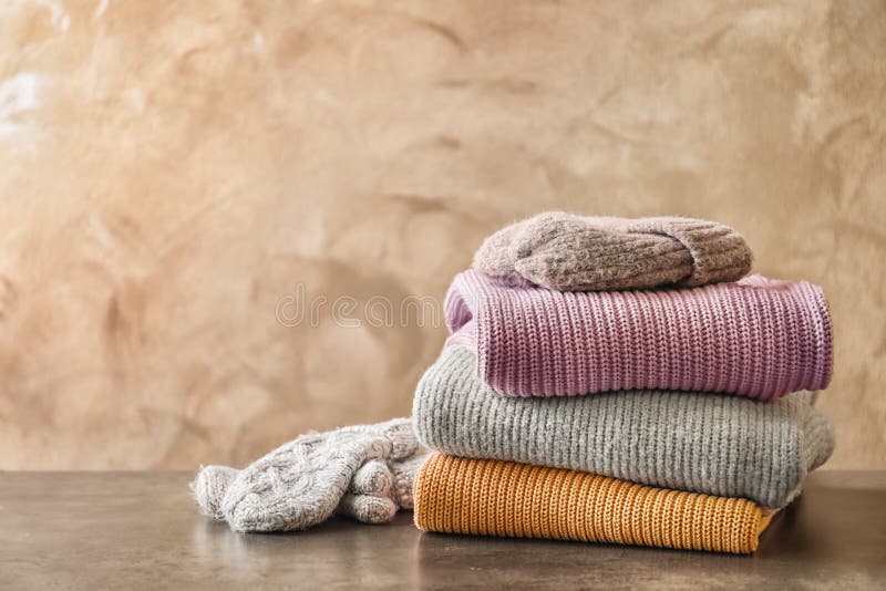 Stack of Warm Knitted Clothes Stock Photo - Image of fabric, lifestyle ...