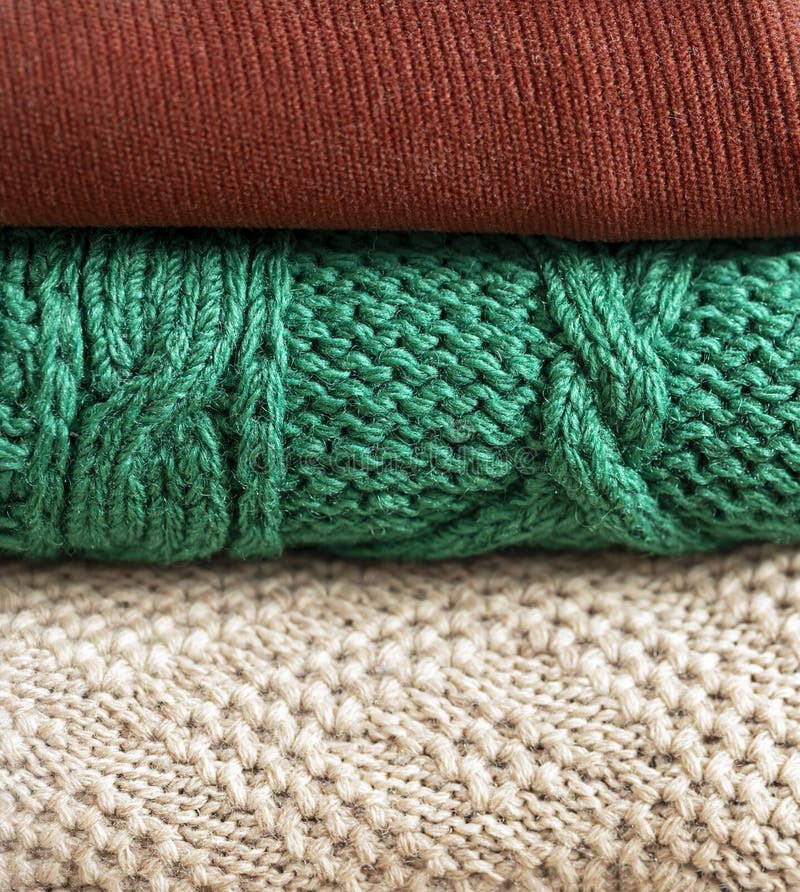 Stack of Warm Wool Clothes. Textile Texture Macro Stock Image - Image ...