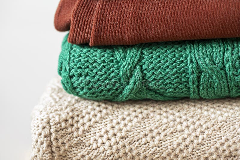 Stack of Warm Wool Clothes. Textile Texture Macro Stock Image - Image ...