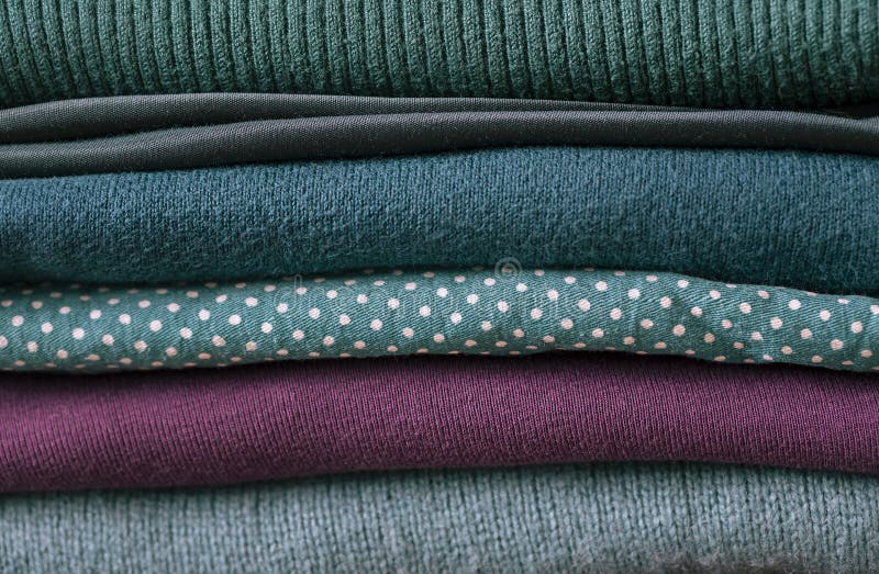 Stack of Warm Wool and Cotton Clothes. Textile Texture Macro Stock ...