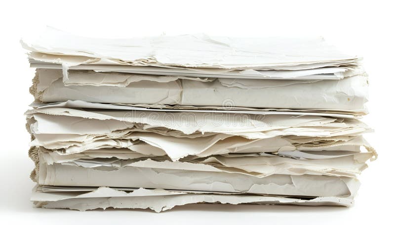 Stack of Waste Paper Isolated on White Stock Image - Image of document ...