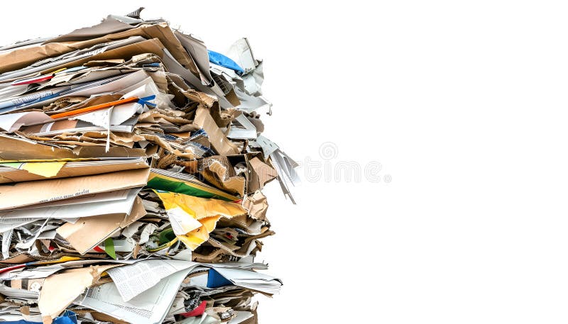 Stack of Waste Paper Isolated on White Stock Image - Image of newspaper ...