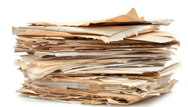 Stack of Waste Paper Isolated on White Stock Image - Image of recycle ...