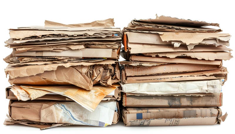 Stack of Waste Paper Isolated on White Stock Image - Image of ecology ...