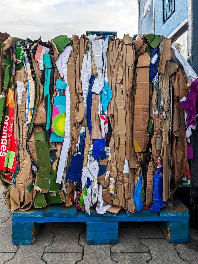 A Stack of Waste Paper from Pressed Cardboard Boxes. Waste Sorting and ...
