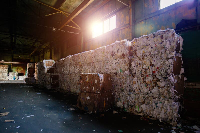Stack of Waste Paper at the Recycling Factory Stock Image - Image of ...