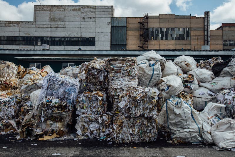 Stack of Waste Paper at the Recycling Factory Stock Photo - Image of ...