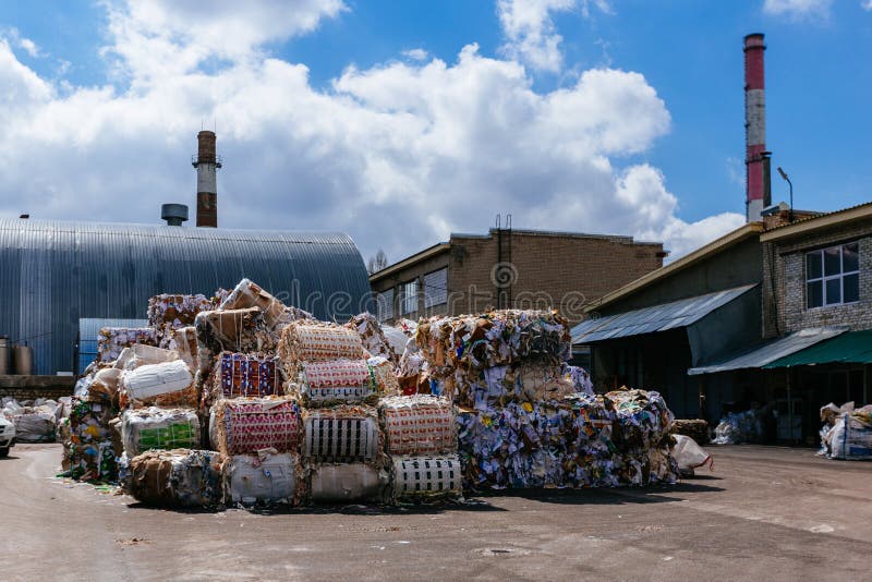 Stack of Waste Paper at the Recycling Factory Stock Photo - Image of ...