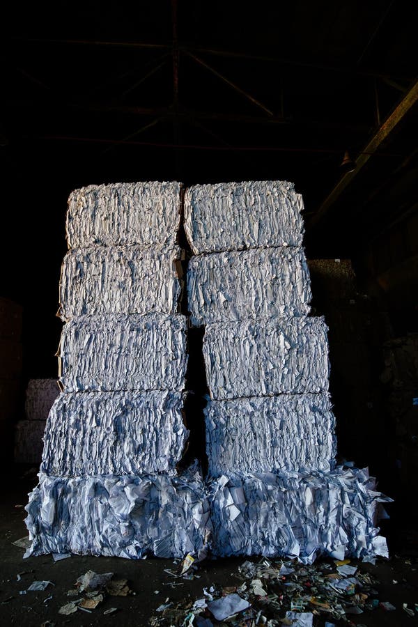 Stack of Waste Paper at the Recycling Factory Stock Image - Image of ...