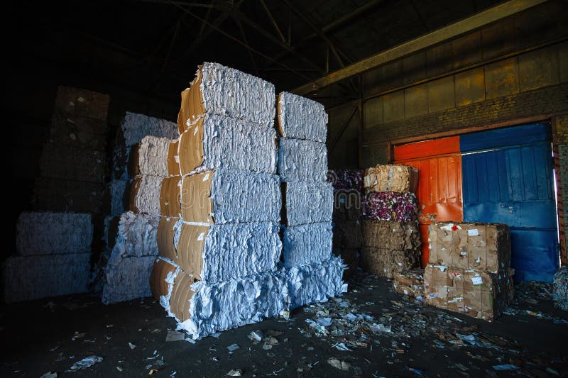 Stack of Waste Paper at the Recycling Factory Stock Photo - Image of ...