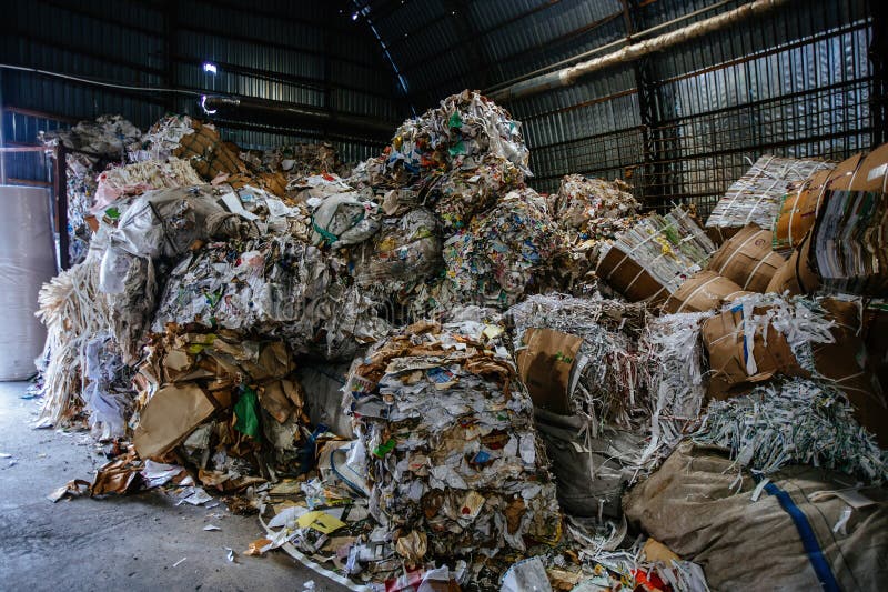 Stack of Waste Paper at the Recycling Factory Stock Photo - Image of ...