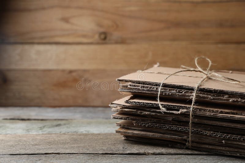 Stack of Waste Paper on Wooden Table, Closeup. Space for Text Stock ...
