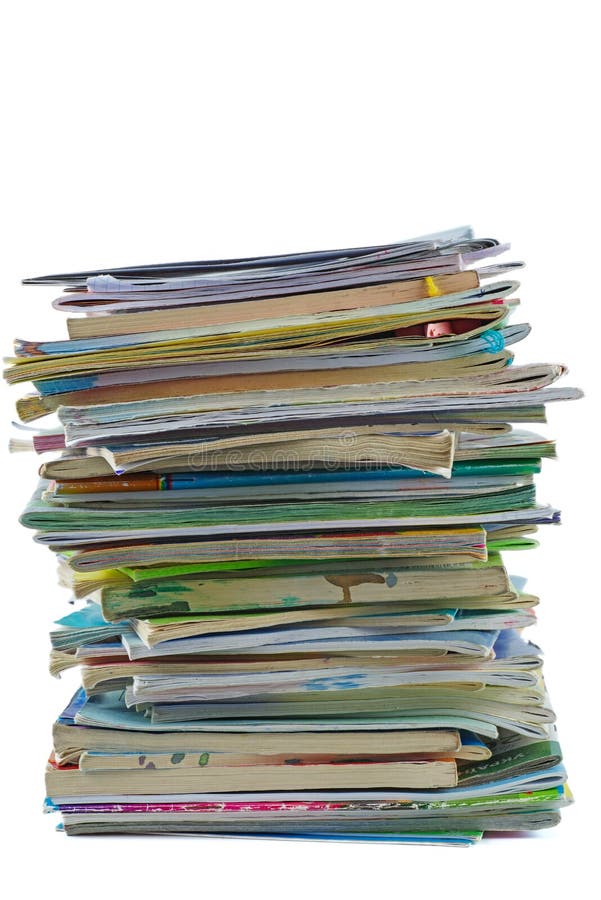 Stack of Wastepaper Isolated on White. Paper Recycling Stock Photo ...