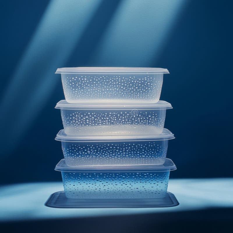 Stack of Water-droplets on Clear Plastic Containers Stock Photo - Image ...