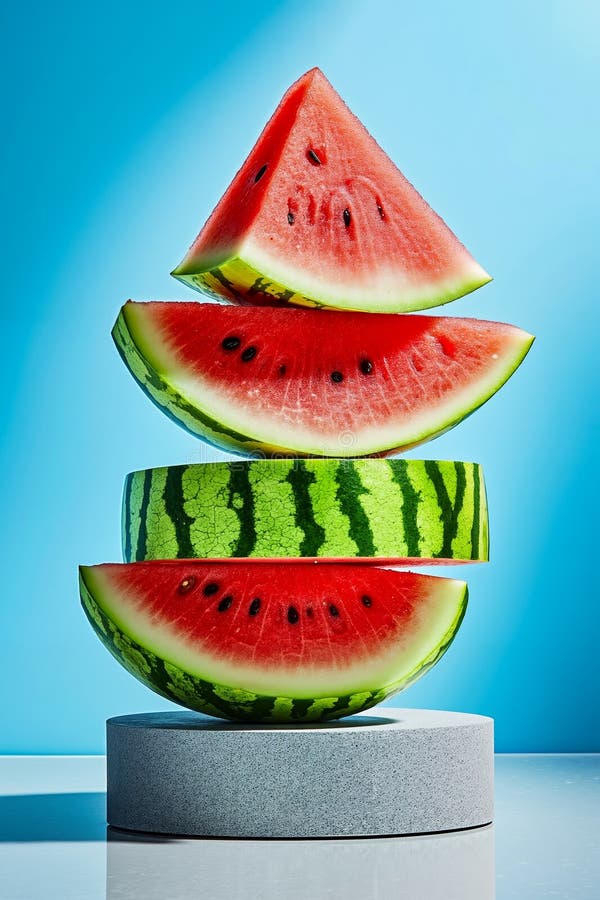A Stack of Watermelon Slices on Top of Each Other Stock Image - Image ...
