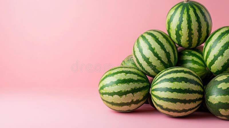 Stack Watermelons Pink Background Stock Photos - Free & Royalty-Free ...