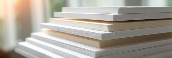 Stack of Waterproof Gypsum Boards Showcasing Angled Layers Illuminated ...