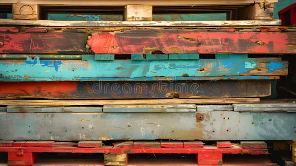 Stack of Weathered Wooden Pallets. Rustic Warehouse Storage Concept Ai ...