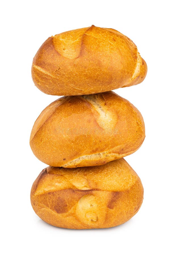 Stack of Wheat Buns Isolated on White Stock Image - Image of baked ...
