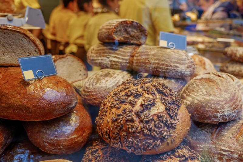 Stack of Wheat and Rye Breads with Whole Grain Meal and Rustic Mustard ...