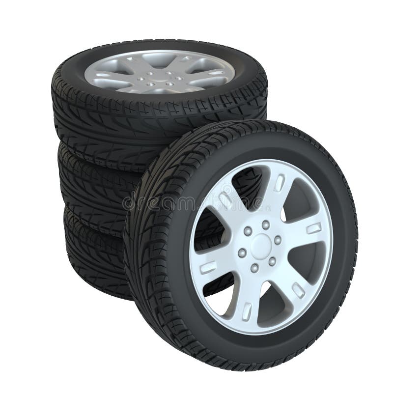 Stack of Wheels. 3d Illustration Stock Illustration - Illustration of ...